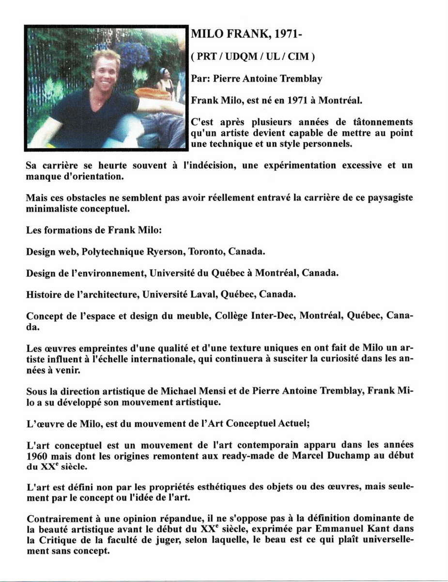 MILO FRANK, 1971- ( PRT / UDQM / UL / CIM ) – Galerie2000